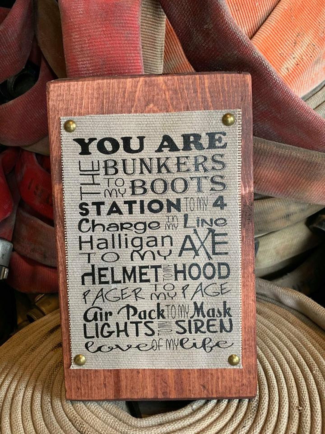 Fire Hose Sign for a Firefighter Gift, Fireman Gift or Fathers Day Gift ...