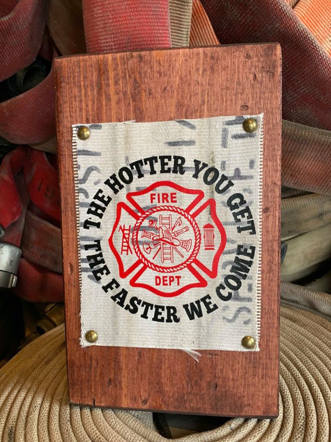 Fire Hose Sign With Maltese Cross. Great Firefighter Gift, Firemen Gift ...
