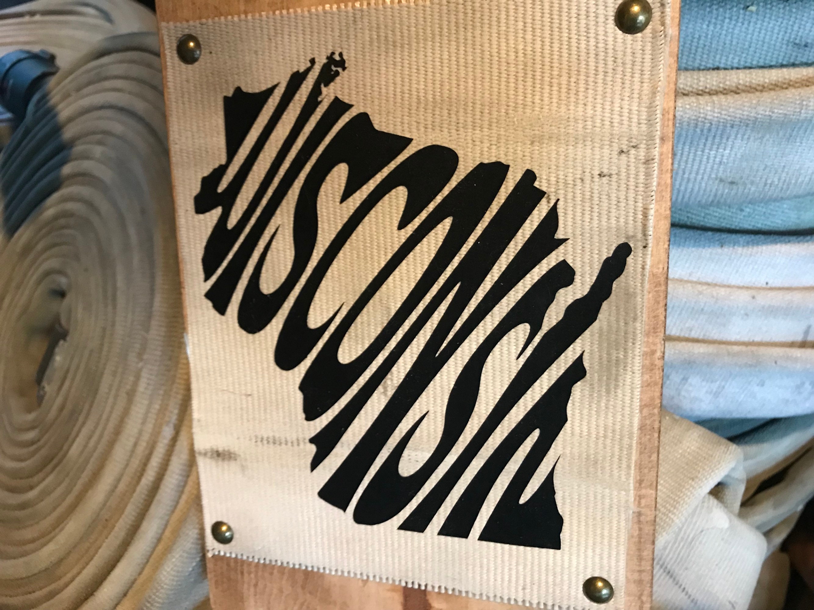 Fire Hose Sign for Wisconsin decor. Great custom sign or state | Etsy