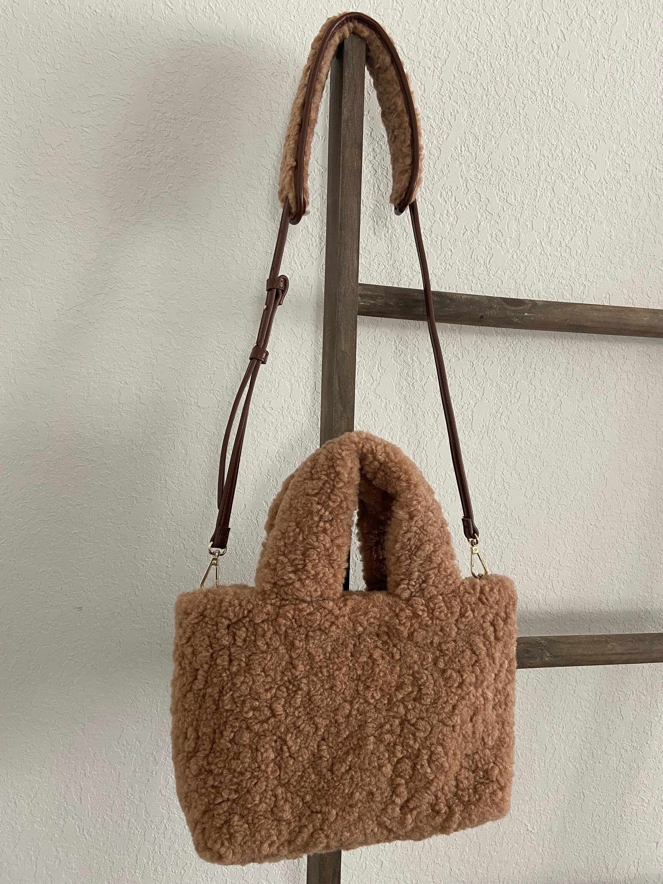 Plush Caramel Teddy Crossbody Winter Bag,fluffy Sherpa Clutch Bag ...