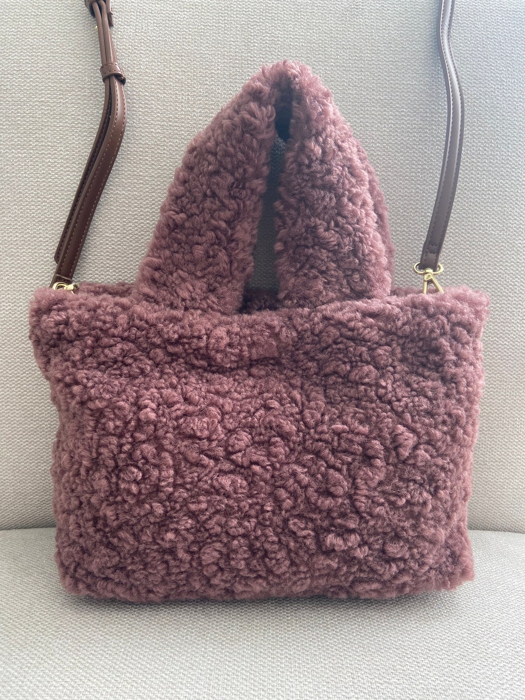 Plush Maroon Teddy Crossbody Winter Bag,fluffy Sherpa Clutch Bag,unique ...
