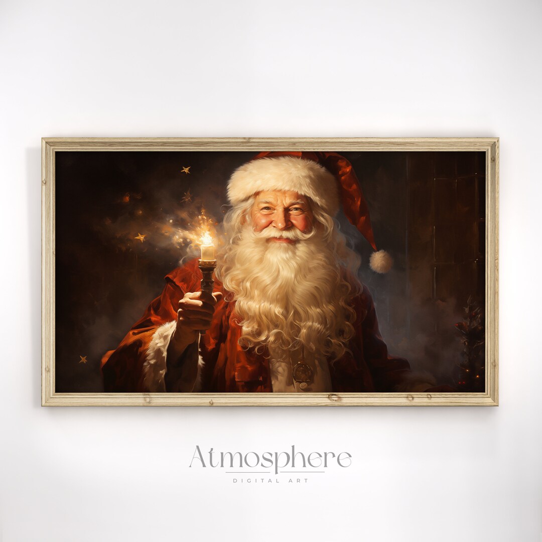 Santa Frame TV Art Download, Christmas Painting TV Decor for Samsung ...