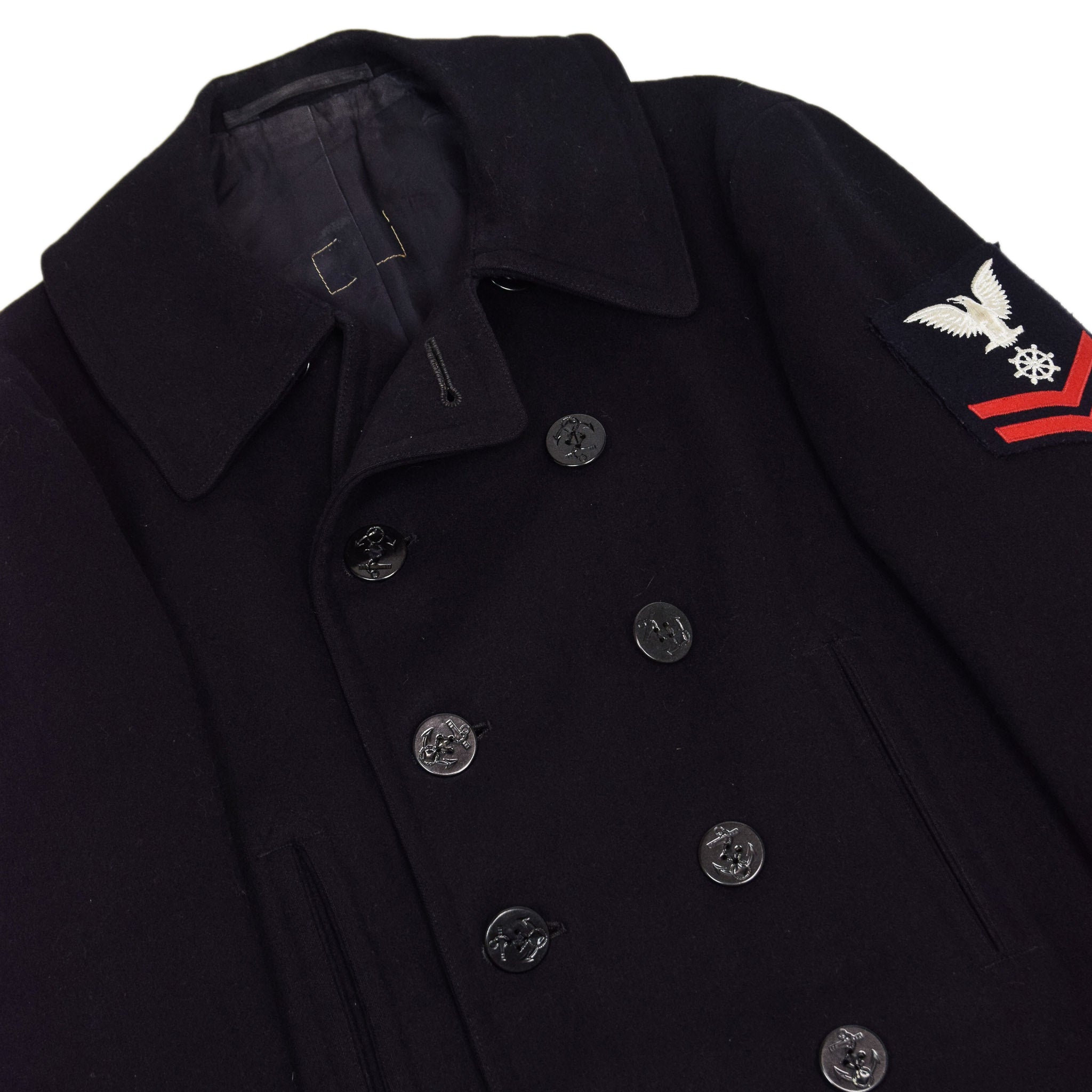 Vintage USNR 1940s WWII 10 Button US Navy Wool Pea Coat Reefer Jacket M ...