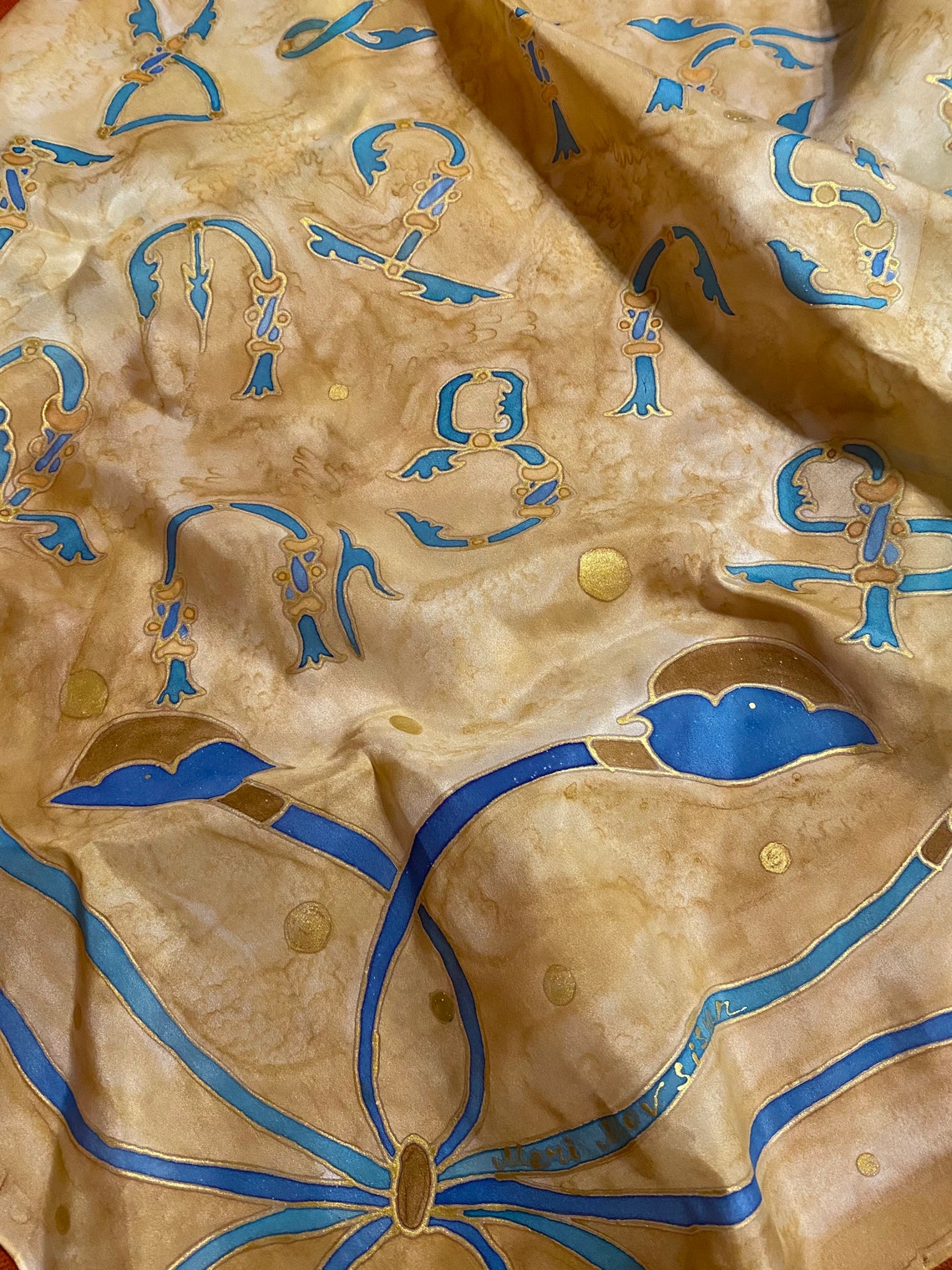 Armenian Alphabet / Handmade / Batik / Unique Gift/ Turquoise / Teal ...