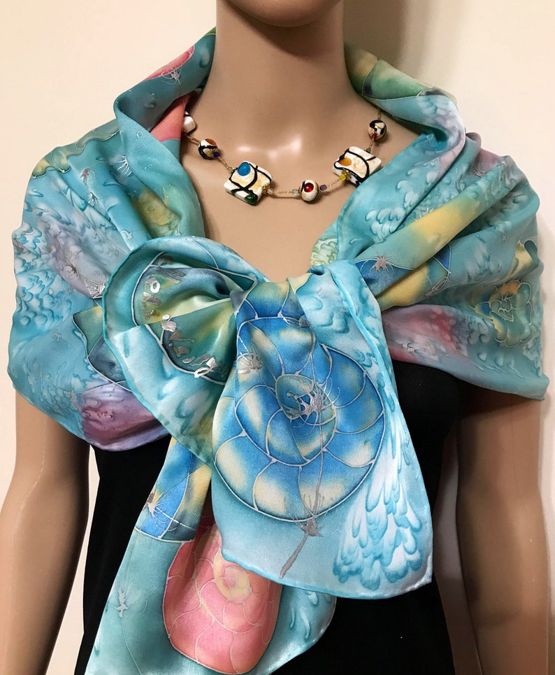 Ocean Handmade Silk Scarf, Original Design, Batik, Hand Painted ...