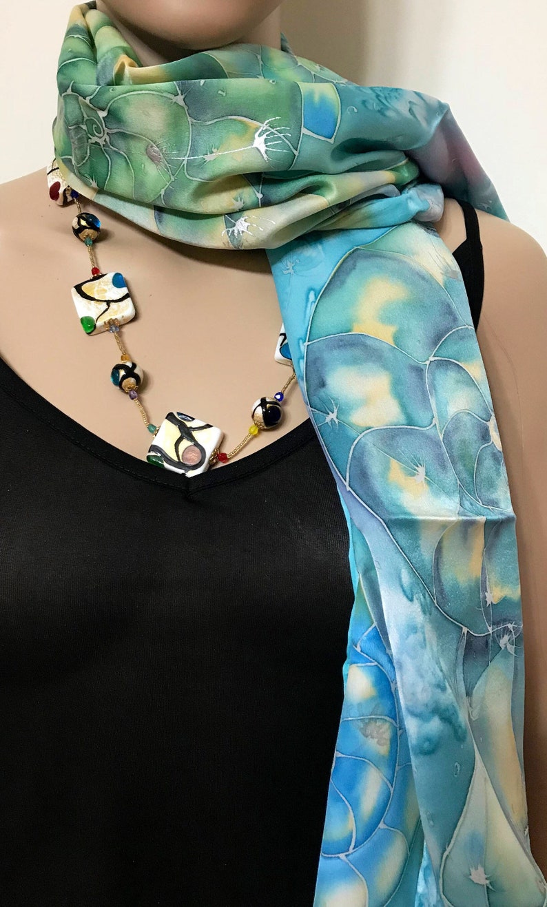 Ocean Handmade Silk Scarf, Original Design, Batik, Hand Painted ...