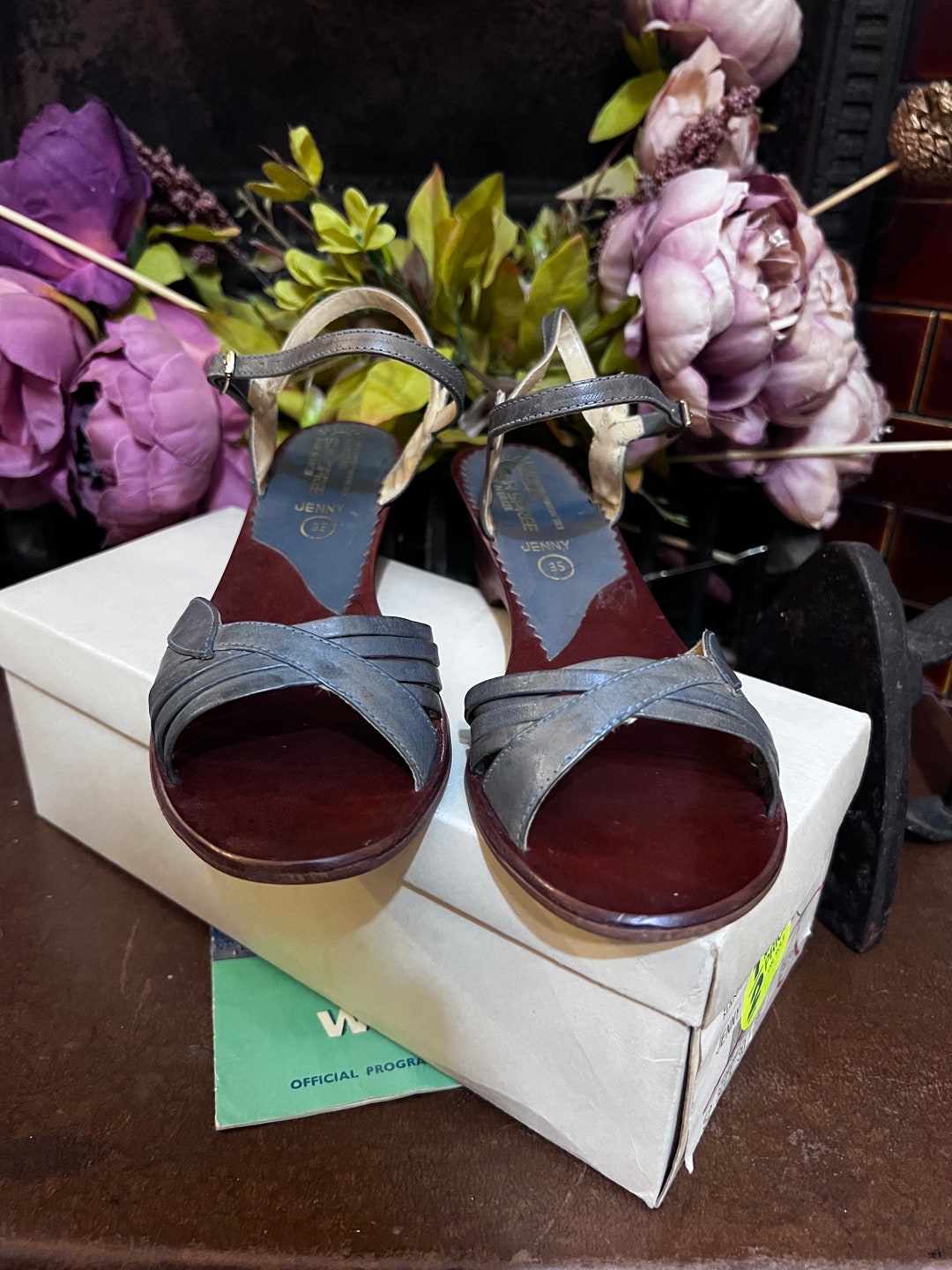 70s Blue Leather Buckle Sandals: Sun Spree Vintage Shoes UK2.5 EU35 - Etsy