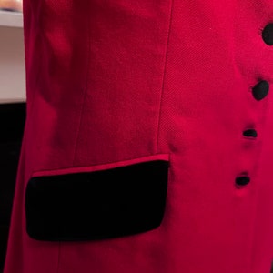 Vintage Red Riding Jacket Black Collars Scarlet Blazer Jacket ...