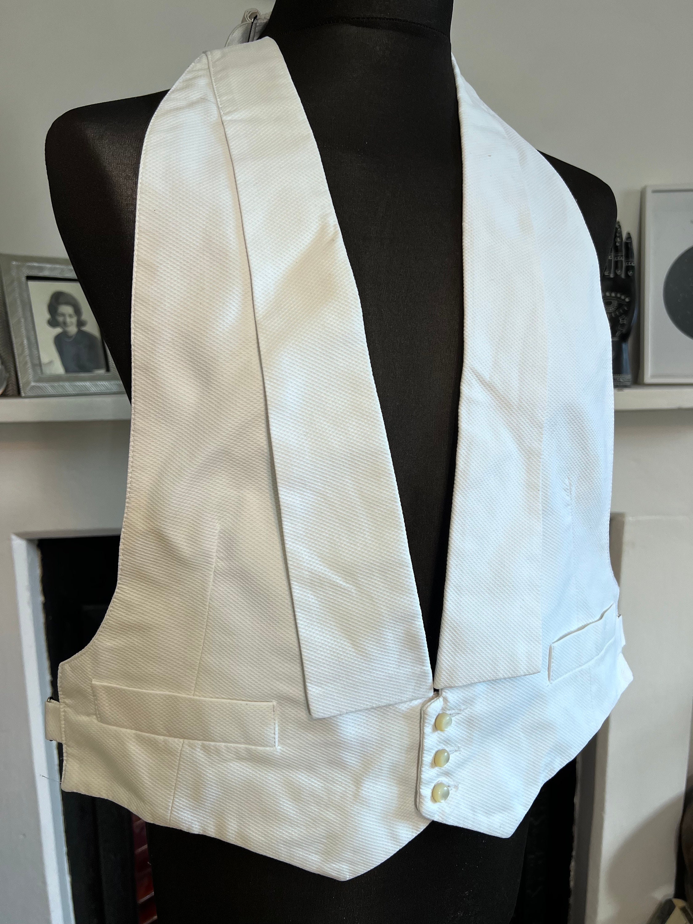 Vintage Mens White Tuxedo Waistcoat White , Suit Vest White Tie, Mens ...