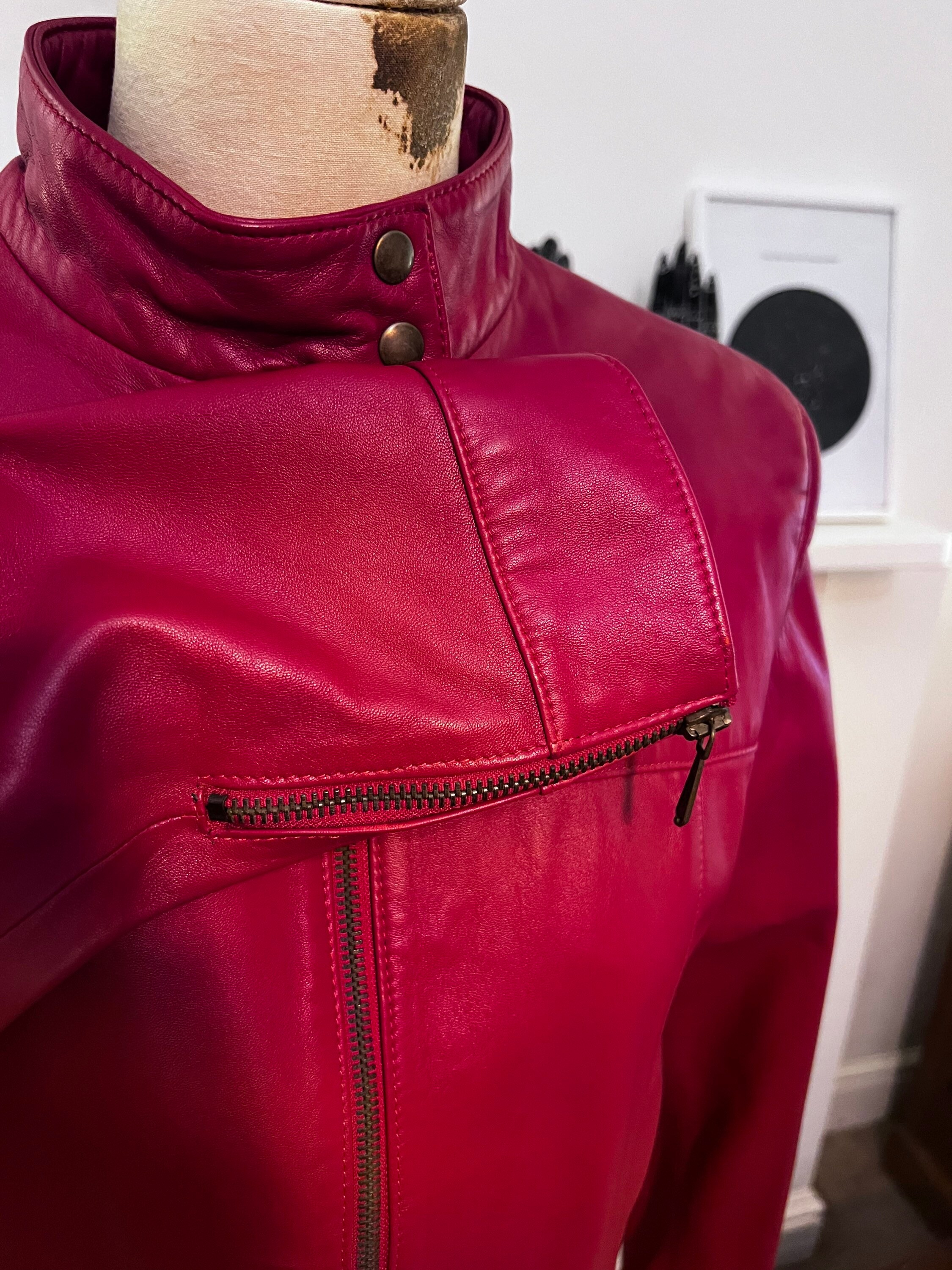 Vintage Red Leather Biker Jacket 1990s St Michael Marks and - Etsy