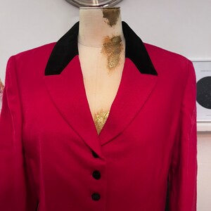 Vintage Red Riding Jacket Black Collars Scarlet Blazer Jacket ...