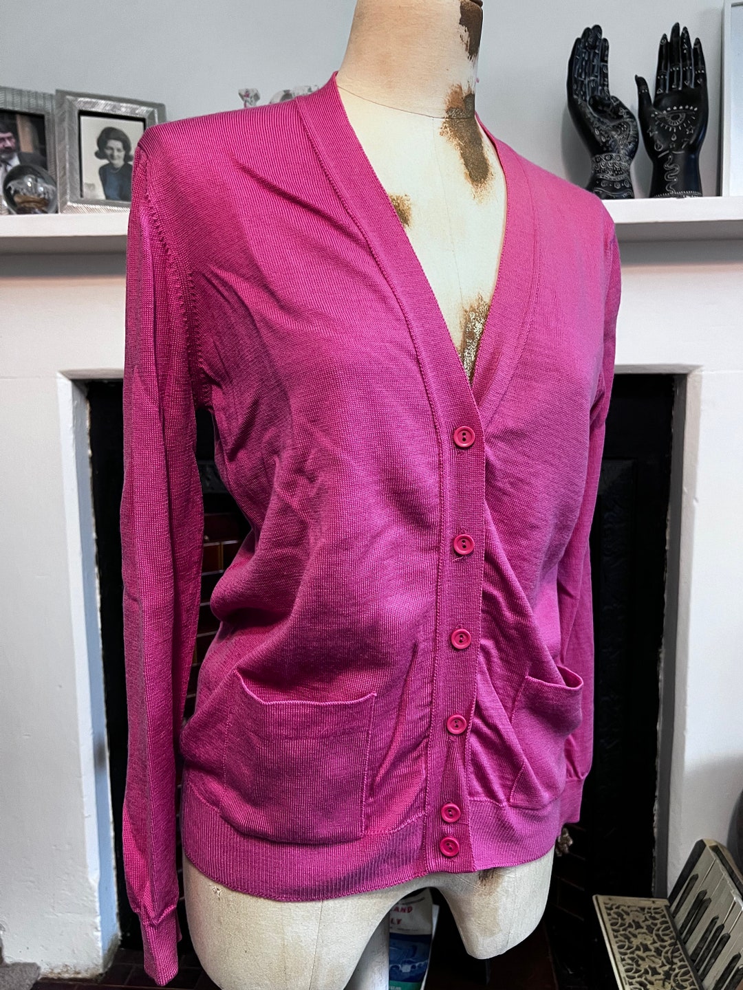 Vintage Pink Jaeger Cardigan, Pink Cardigan, Pink Vintage Knitwear ...
