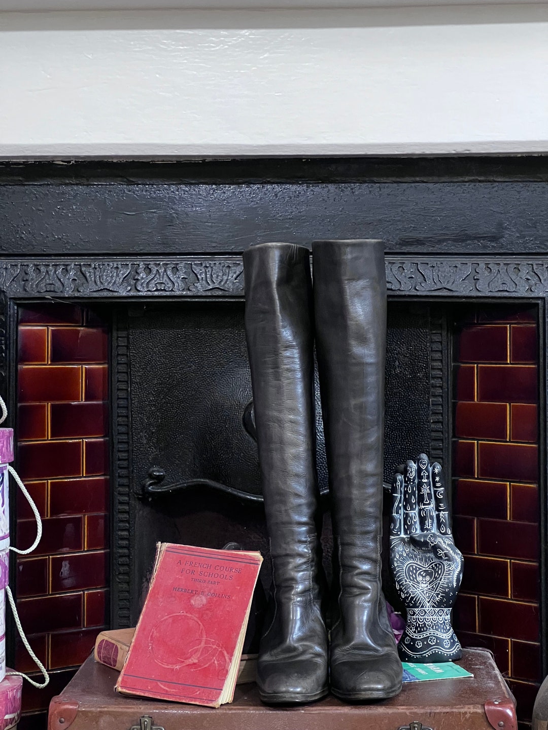 Vintage Boots, Grey Leather Walter Steiger Ladies Boots UK7, Knee High ...