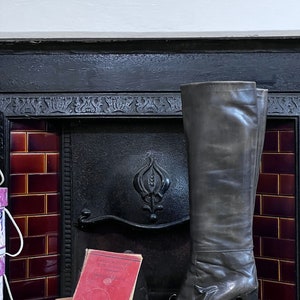 Vintage Boots, Grey Leather Walter Steiger Ladies Boots UK7, Knee High ...