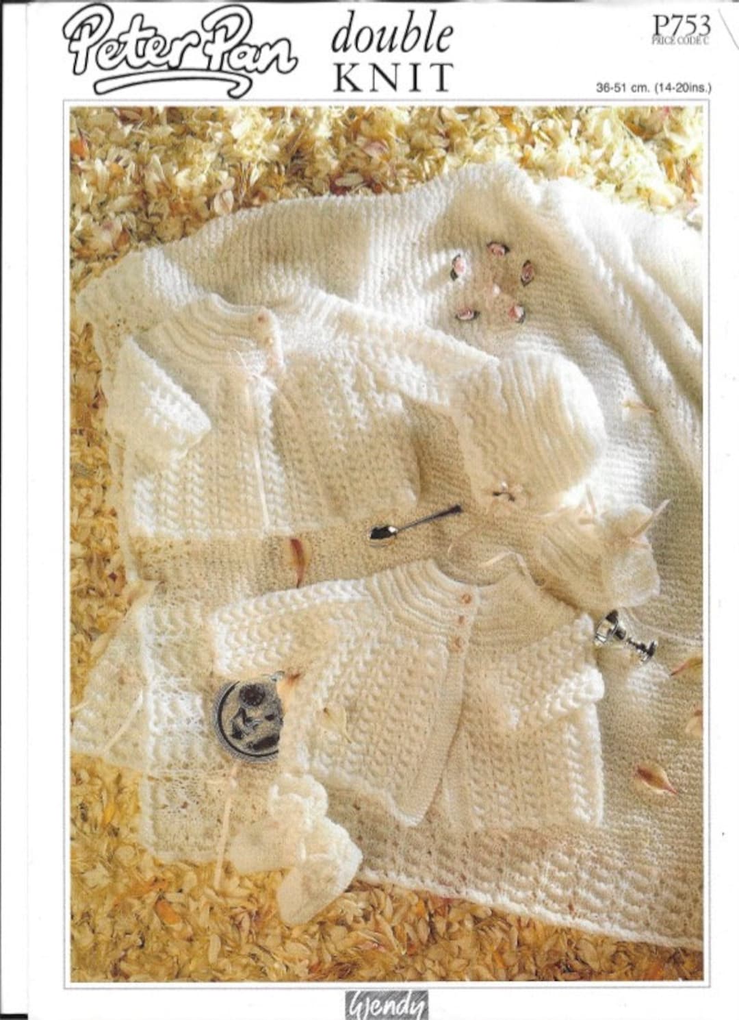Vintage Peter Pan Double Knit P753 Lace Layette Including Matinee Coat ...
