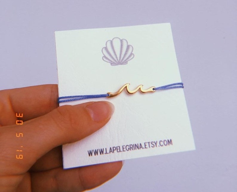 Wave Charm Thread Bracelet 24K Gold Friendship Bracelet Bridesmaids ...