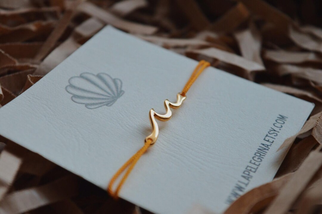 Wave Charm - Thread Bracelet - 24K Gold- Friendship Bracelet ...
