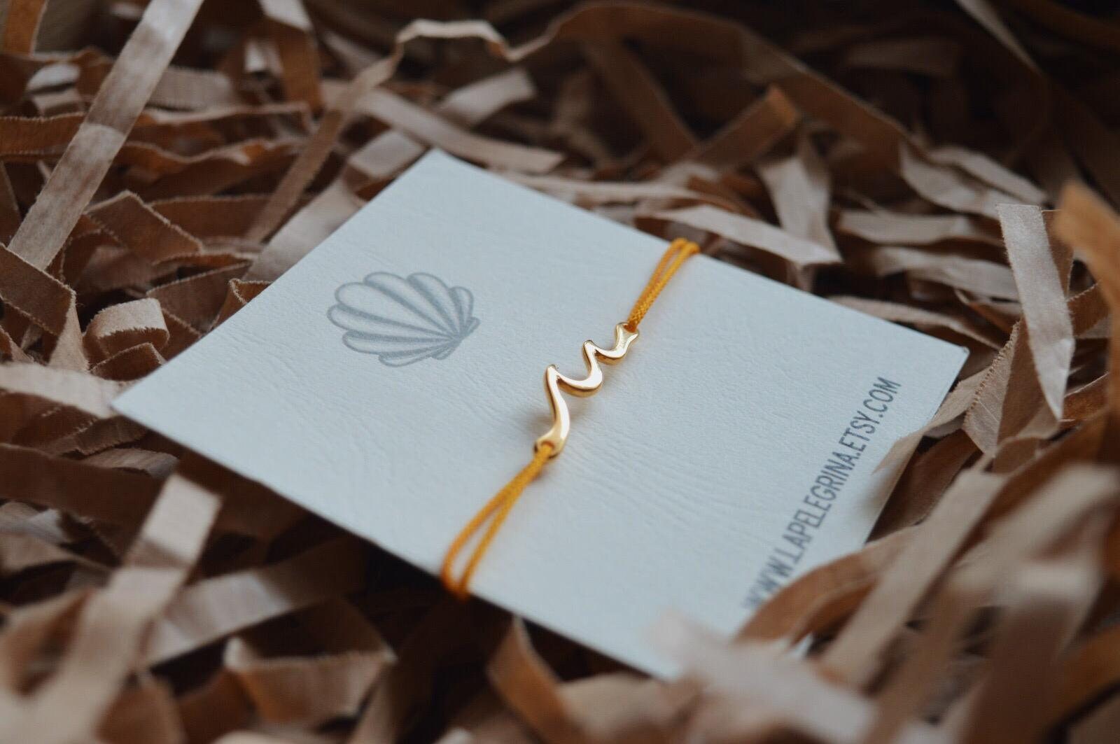 Wave Charm Thread Bracelet 24K Gold Friendship Bracelet Bridesmaids ...