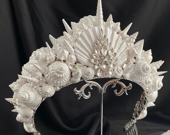 White Mermaid Crown Seashell Crown Seashell Tiara Ocean Hair - Etsy
