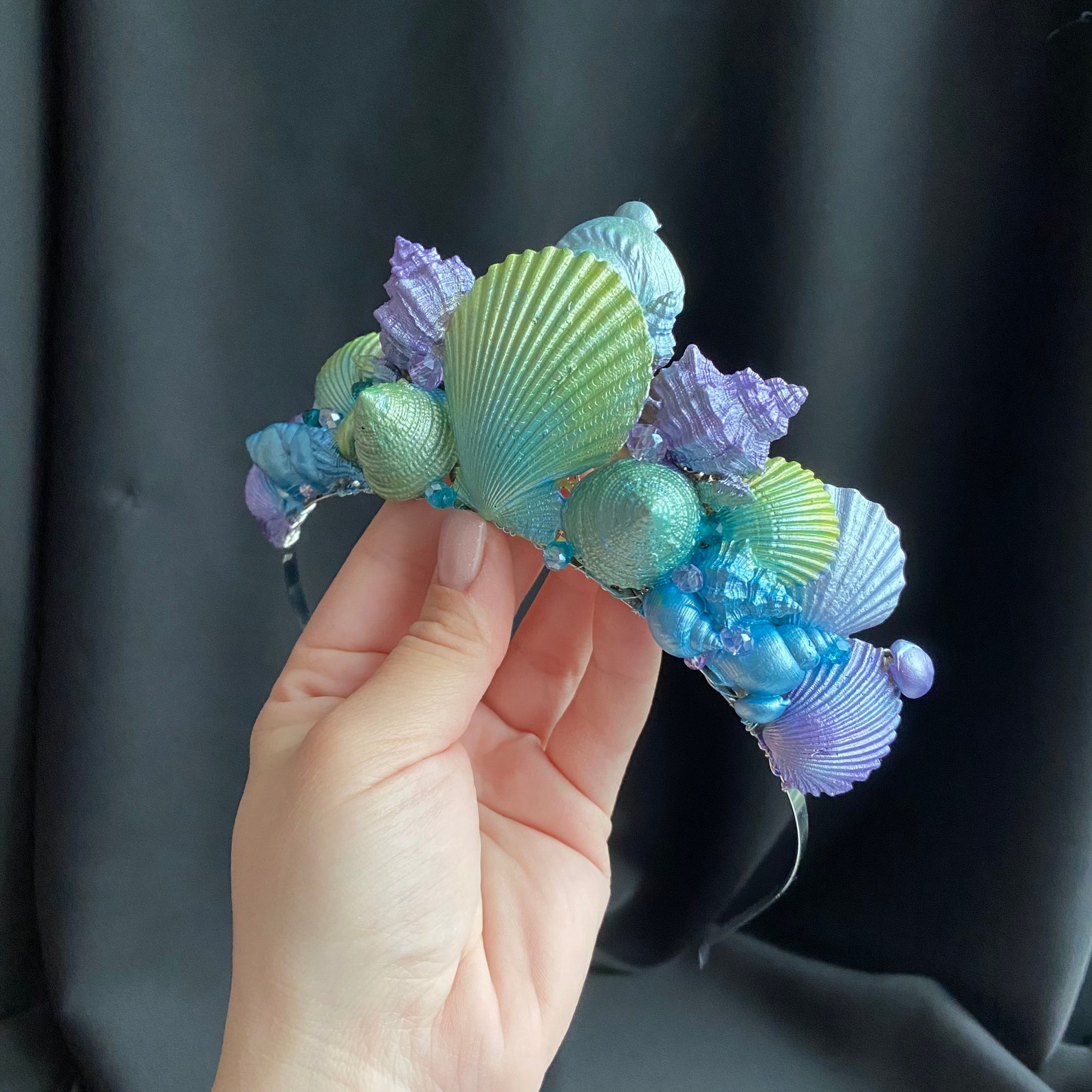 Blue Mermaid Crown Seashell Crown Seashell Tiara Ocean Hair - Etsy