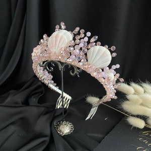 Pink Mermaid Crown Seashell Crown Seashell Tiara Ocean Hair Accessories ...