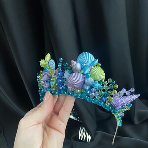 Blue Mermaid Crown Seashell Crown Seashell Tiara Ocean Hair Accessories ...