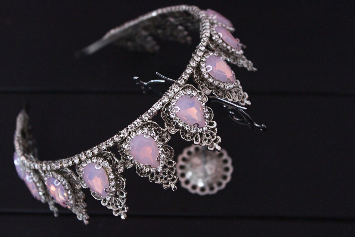 Pink Tiara Crystal Bridal Tiara Blush Bridal Jewelry Diadema - Etsy