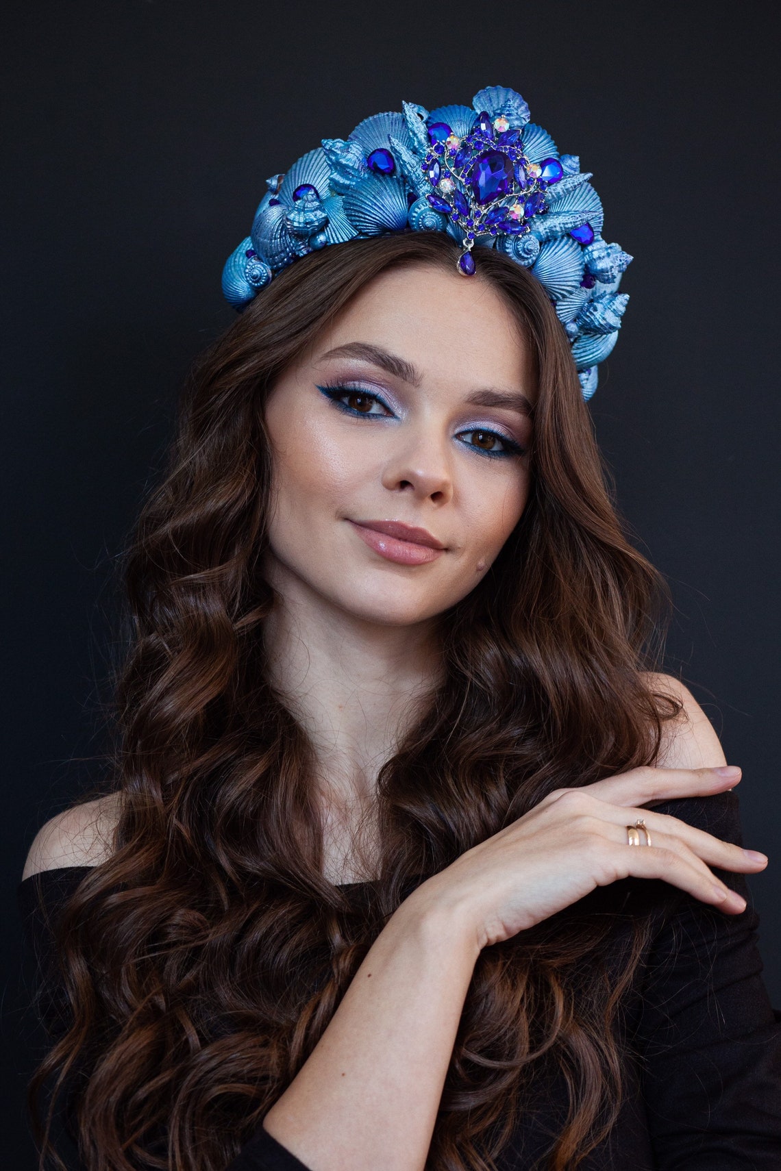 Blue Mermaid Crown Seashell Crown Seashell Tiara Ocean Hair | Etsy