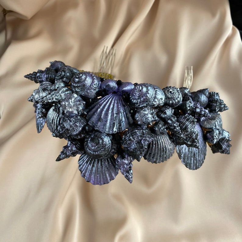 Purple Mermaid Crown Seashell Crown Seashell Tiara Ocean Hair - Etsy