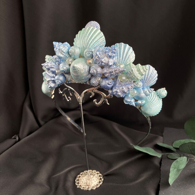 Blue Mermaid Crown Seashell Crown Seashell Tiara Ocean Hair - Etsy