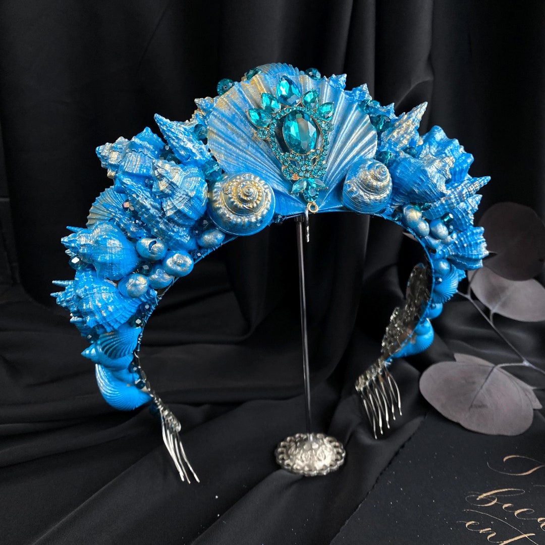 Blue Mermaid Crown Seashell Crown Seashell Tiara Ocean Hair Accessories ...