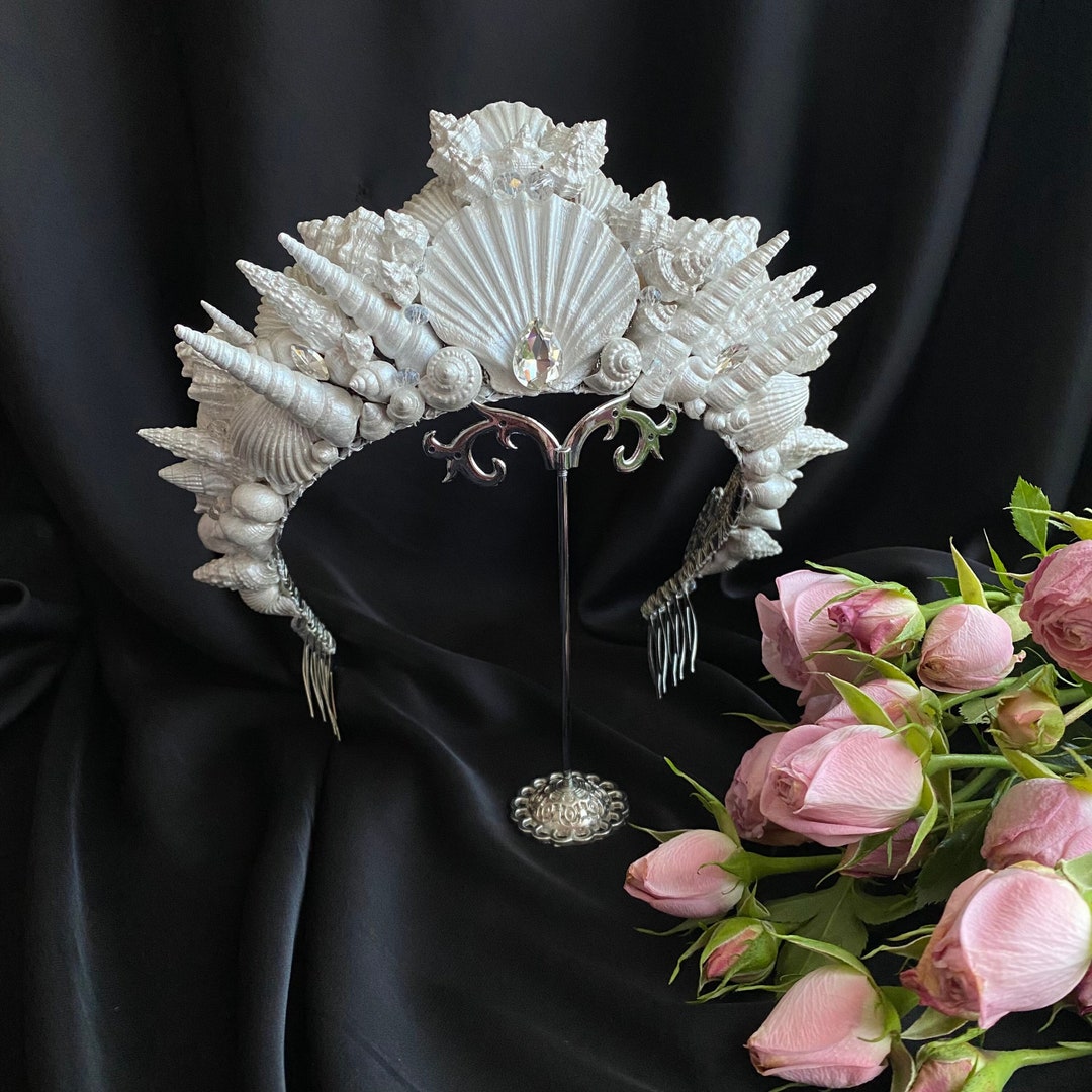 White Mermaid Crown Seashell Crown Seashell Tiara Ocean Hair - Etsy