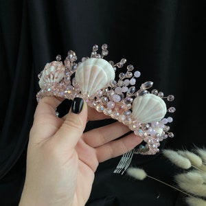 Pink Mermaid Crown Seashell Crown Seashell Tiara Ocean Hair Accessories ...