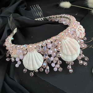 Pink Mermaid Crown Seashell Crown Seashell Tiara Ocean Hair Accessories ...