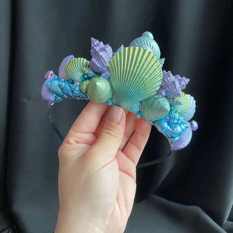 Blue Mermaid Crown Seashell Crown Seashell Tiara Ocean Hair - Etsy