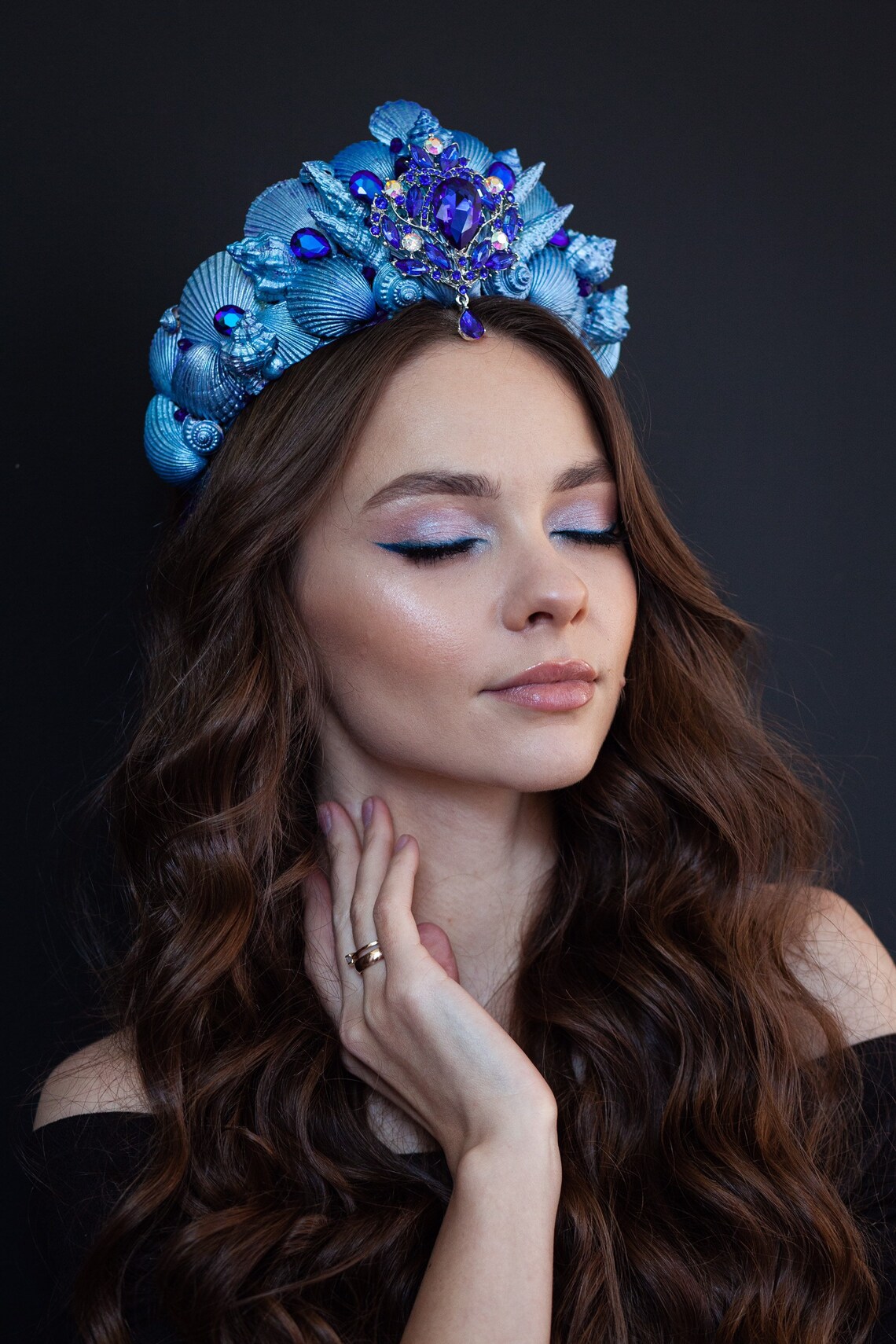 Blue Mermaid Crown Seashell Crown Seashell Tiara Ocean Hair | Etsy