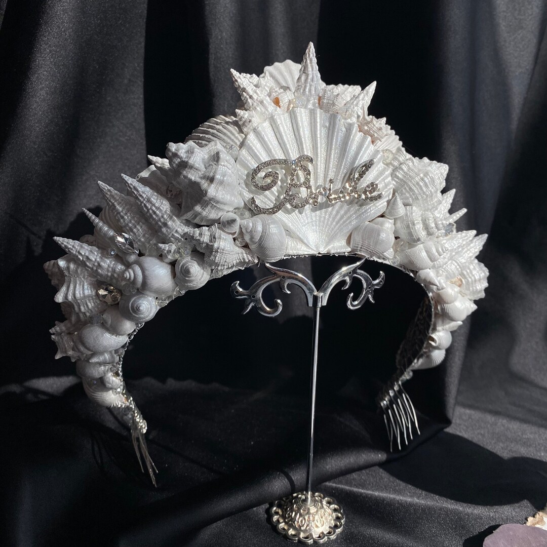 White Mermaid Crown Seashell Crown Seashell Tiara Ocean Hair ...