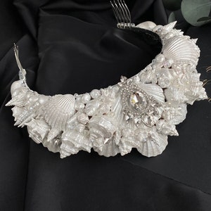 White Mermaid Crown Seashell Crown Seashell Tiara Ocean Hair ...