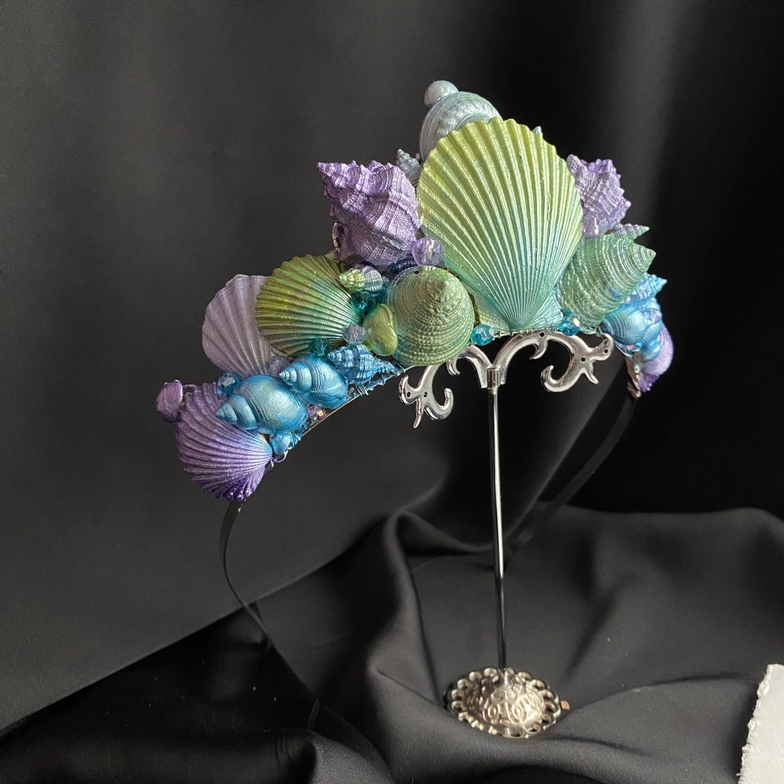 Blue Mermaid Crown Seashell Crown Seashell Tiara Ocean Hair - Etsy