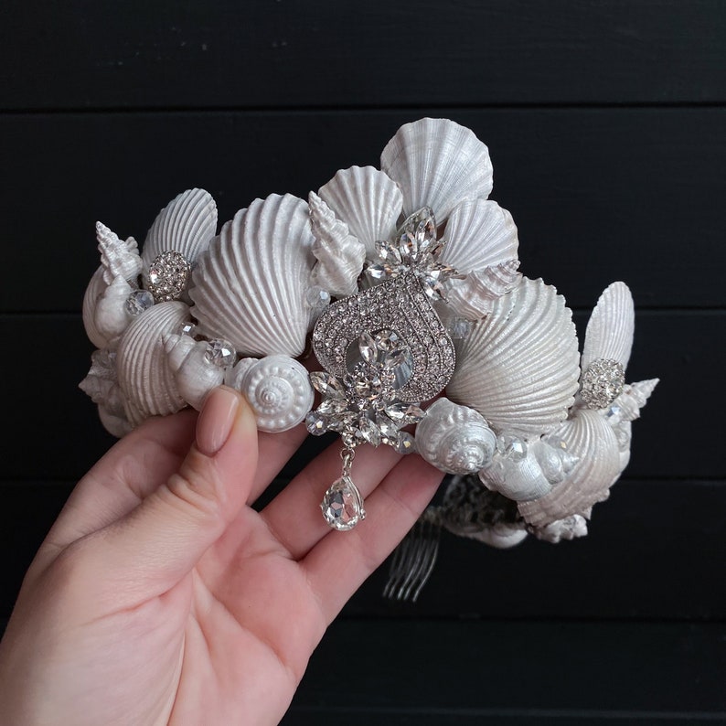 White Mermaid Crown Seashell Crown Seashell Tiara Ocean Hair | Etsy