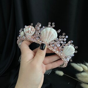 Pink Mermaid Crown Seashell Crown Seashell Tiara Ocean Hair Accessories ...