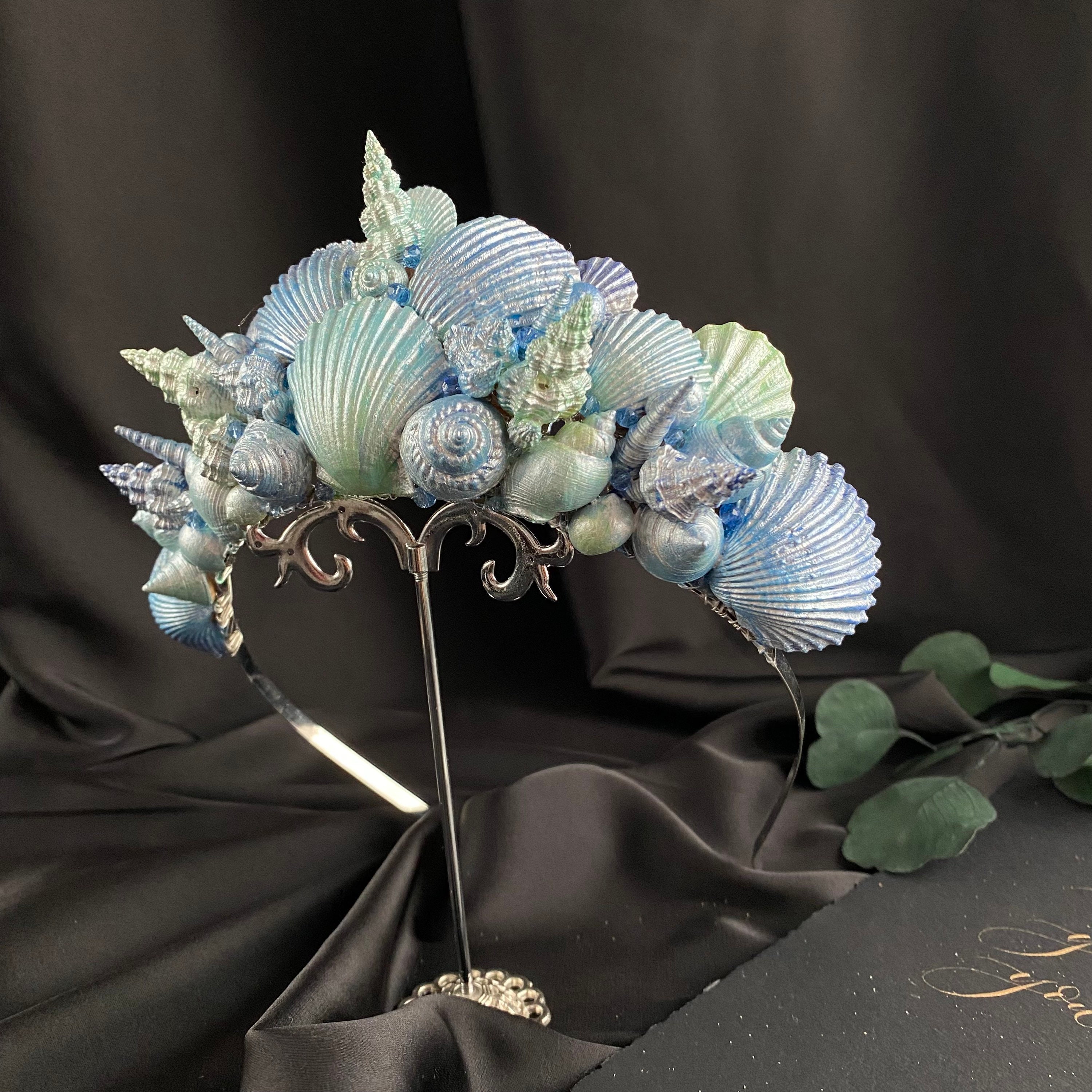 Blue Mermaid Crown Seashell Crown Seashell Tiara Ocean Hair - Etsy
