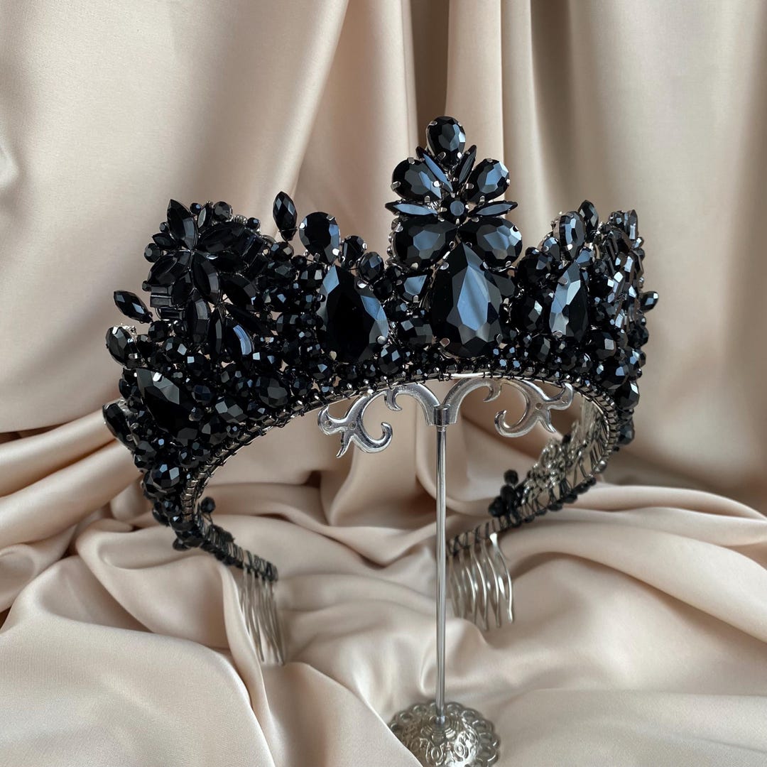 Black Crystal Tiara Black Crown Black Crowns and Tiaras Black Headband ...