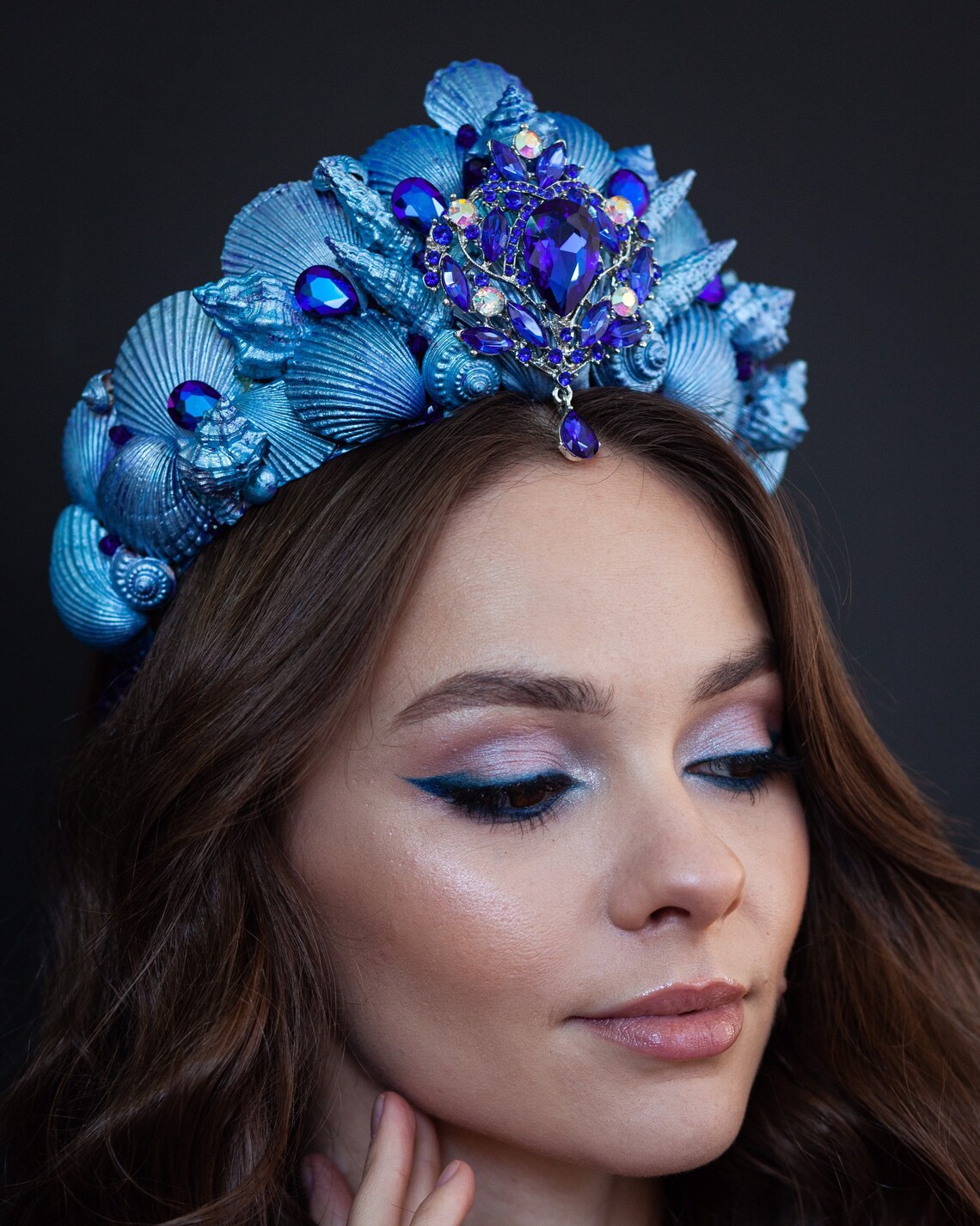 Blue Mermaid Crown Seashell Crown Seashell Tiara Ocean Hair | Etsy