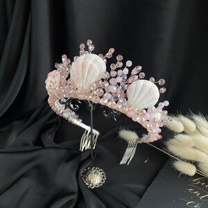 Pink Mermaid Crown Seashell Crown Seashell Tiara Ocean Hair Accessories ...