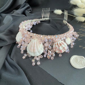 Pink Mermaid Crown Seashell Crown Seashell Tiara Ocean Hair Accessories ...