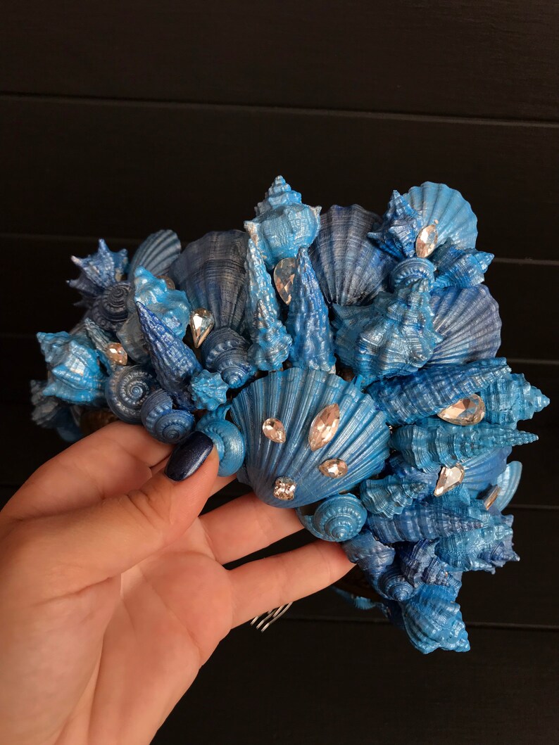 Blue Mermaid Crown Seashell Crown Seashell Tiara Ocean Hair | Etsy