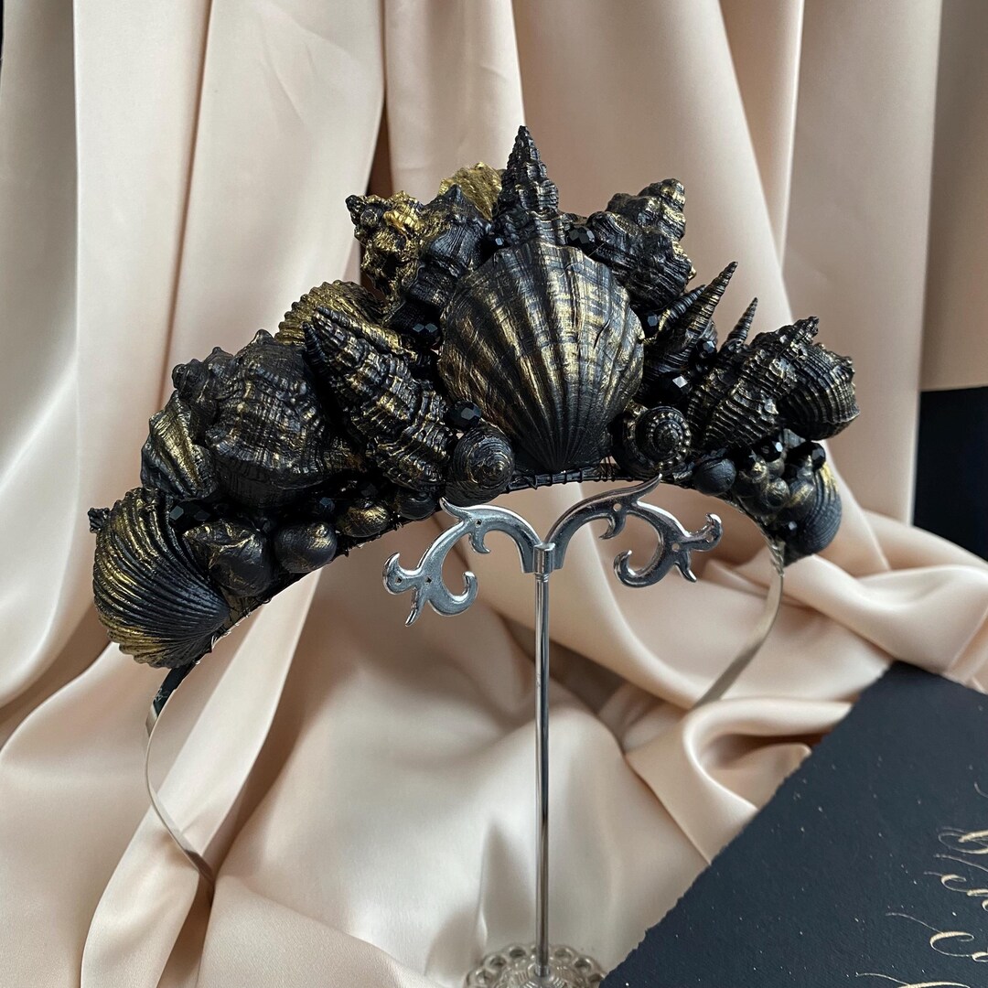 Black Mermaid Crown Seashell Crown Seashell Tiara Ocean Hair ...
