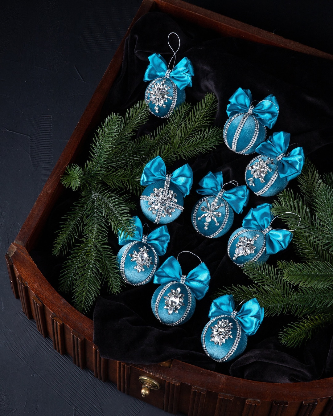 Turquoise Christmas Ornaments Turquoise Handmade Balls Turquoise ...