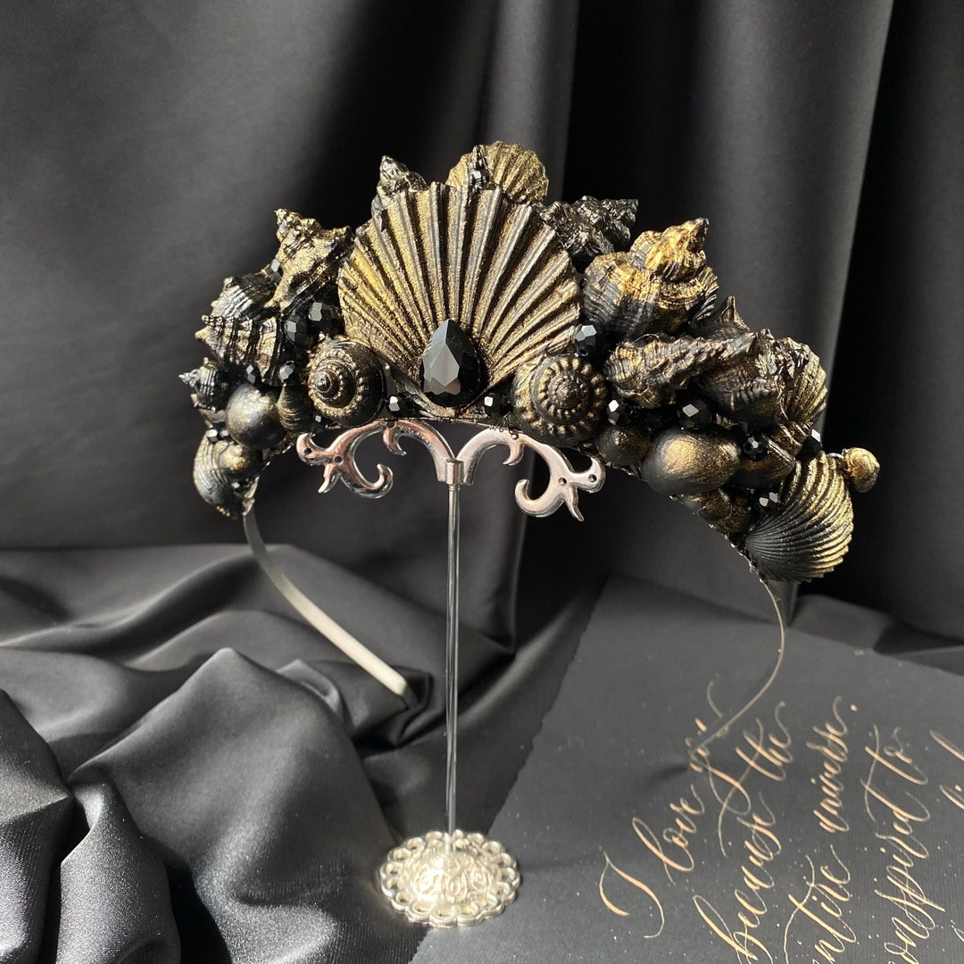 Black Mermaid Crown Seashell Crown Seashell Tiara Ocean Hair - Etsy